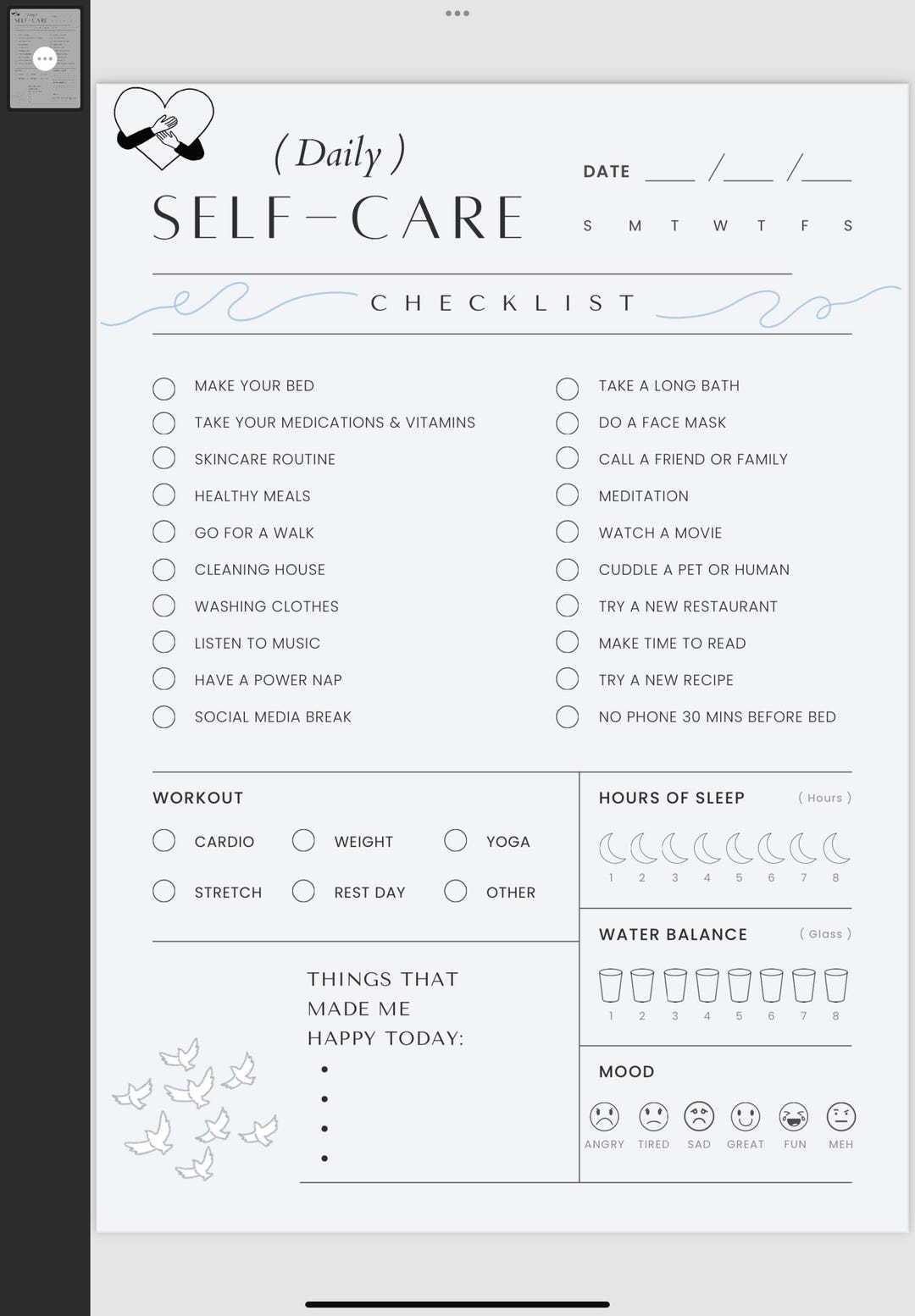 Digital Self Care Checklist - Etsy