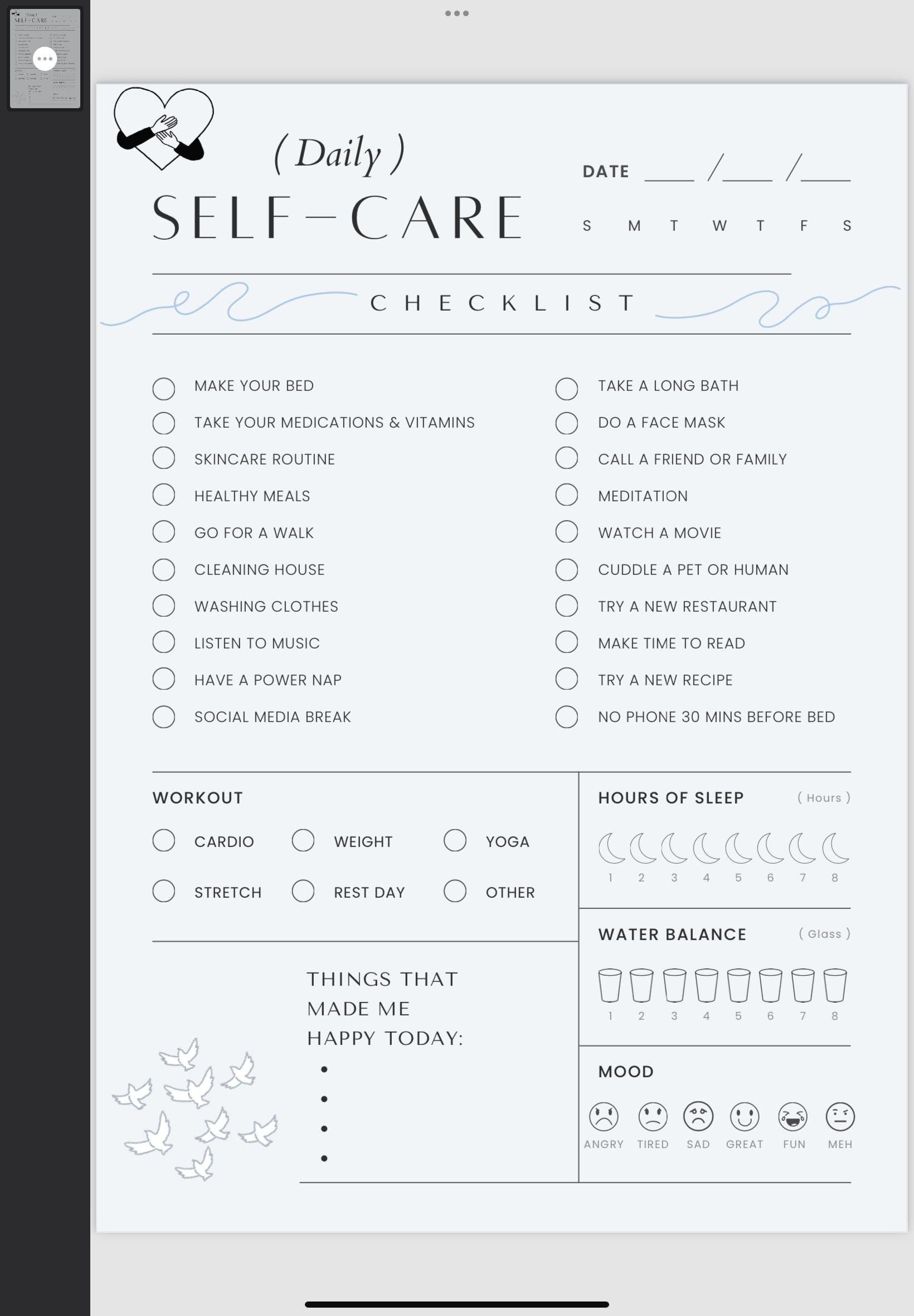 Digital Self Care Checklist - Etsy