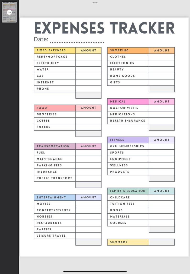 Digital Expenses Tracker - Etsy