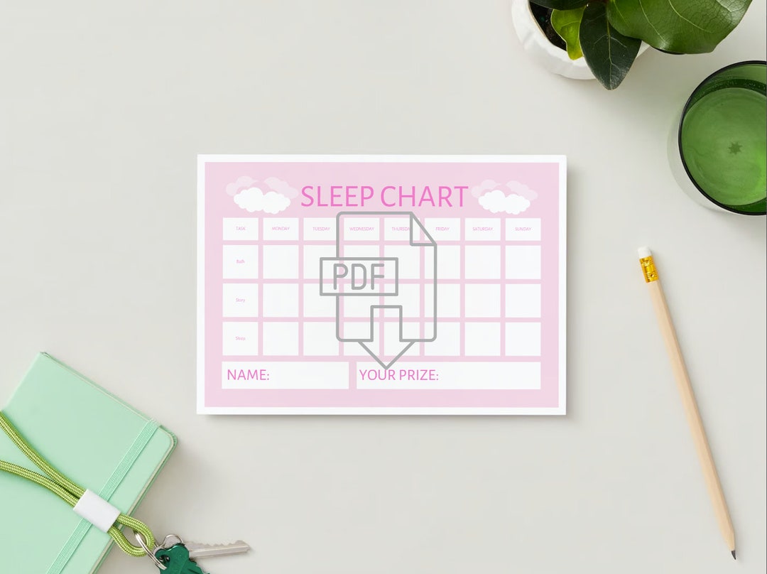 A4 Reward Chart Toddler Bed Routine Pink Children Sleep Tracker ...