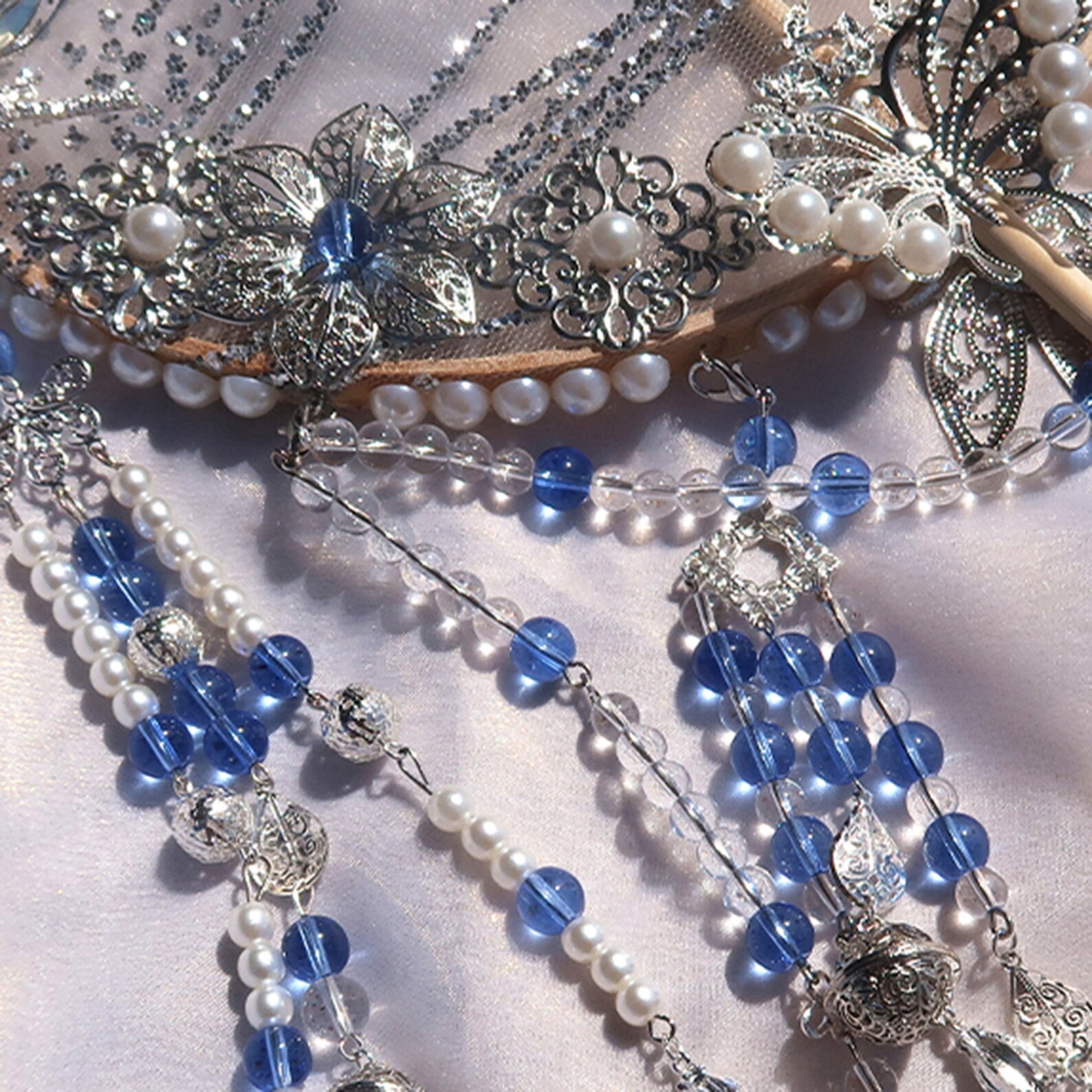 Original Hand-beaded Round Fan, Heavy-duty Tassel Fan, Long-handled ...