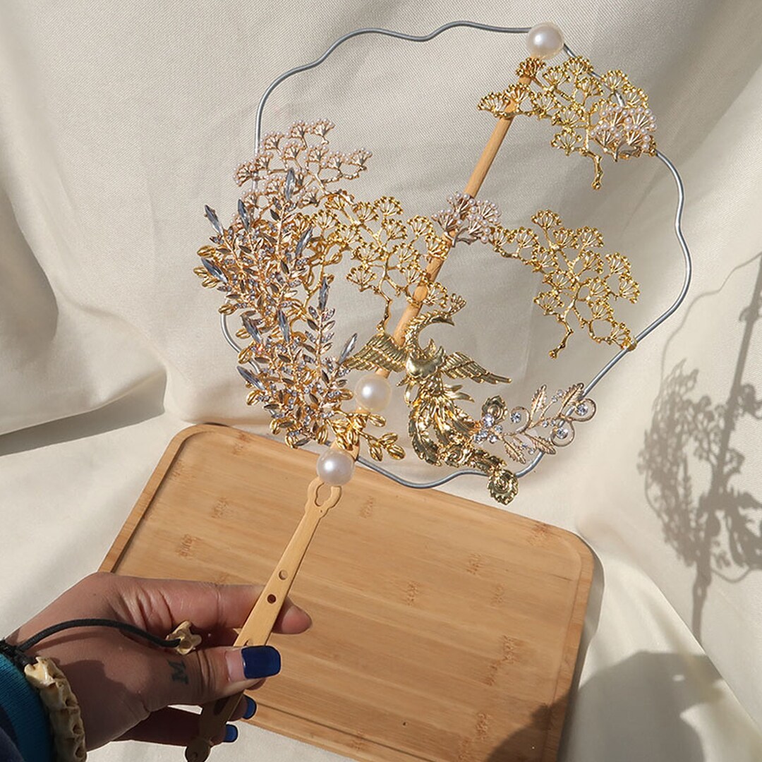 Chinese Wedding Group Fan, Golden Wedding Group Fan, Bridal Fan Bouquet ...