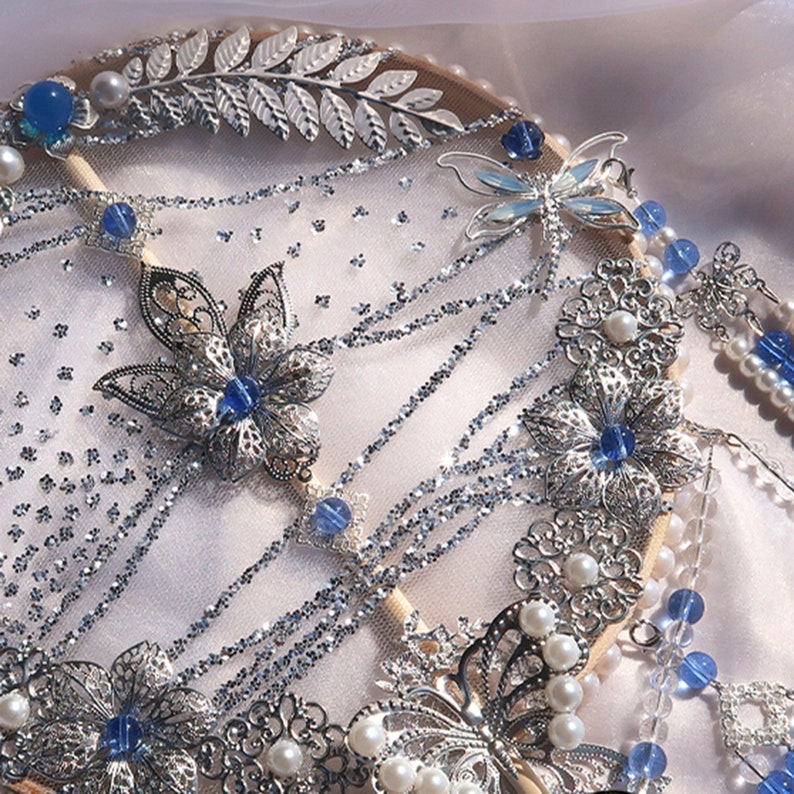 Original Hand-beaded Round Fan, Heavy-duty Tassel Fan, Long-handled ...