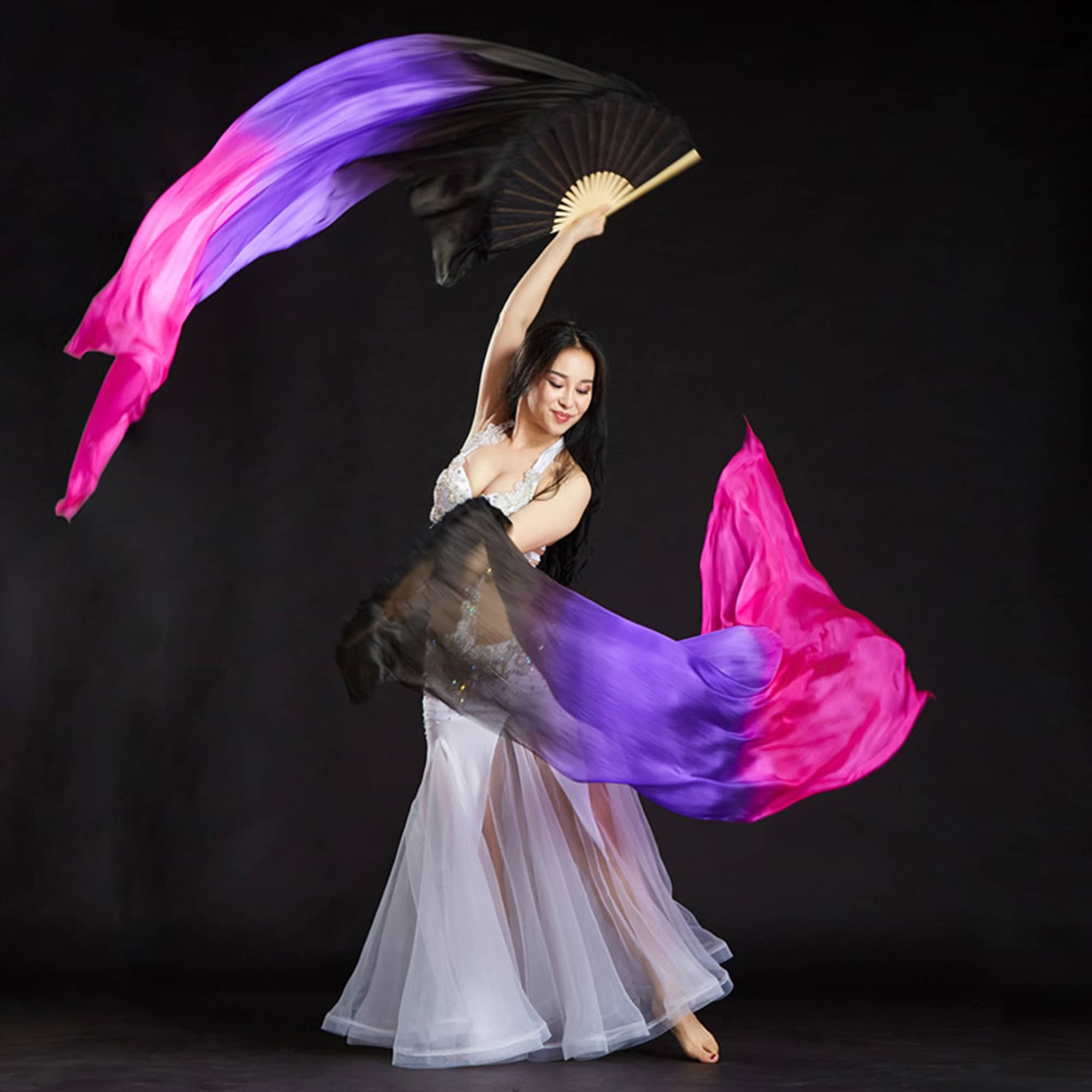 Silk Veil Fans, Belly Dance Fan Veils, Burlesque and Circus Costumes ...
