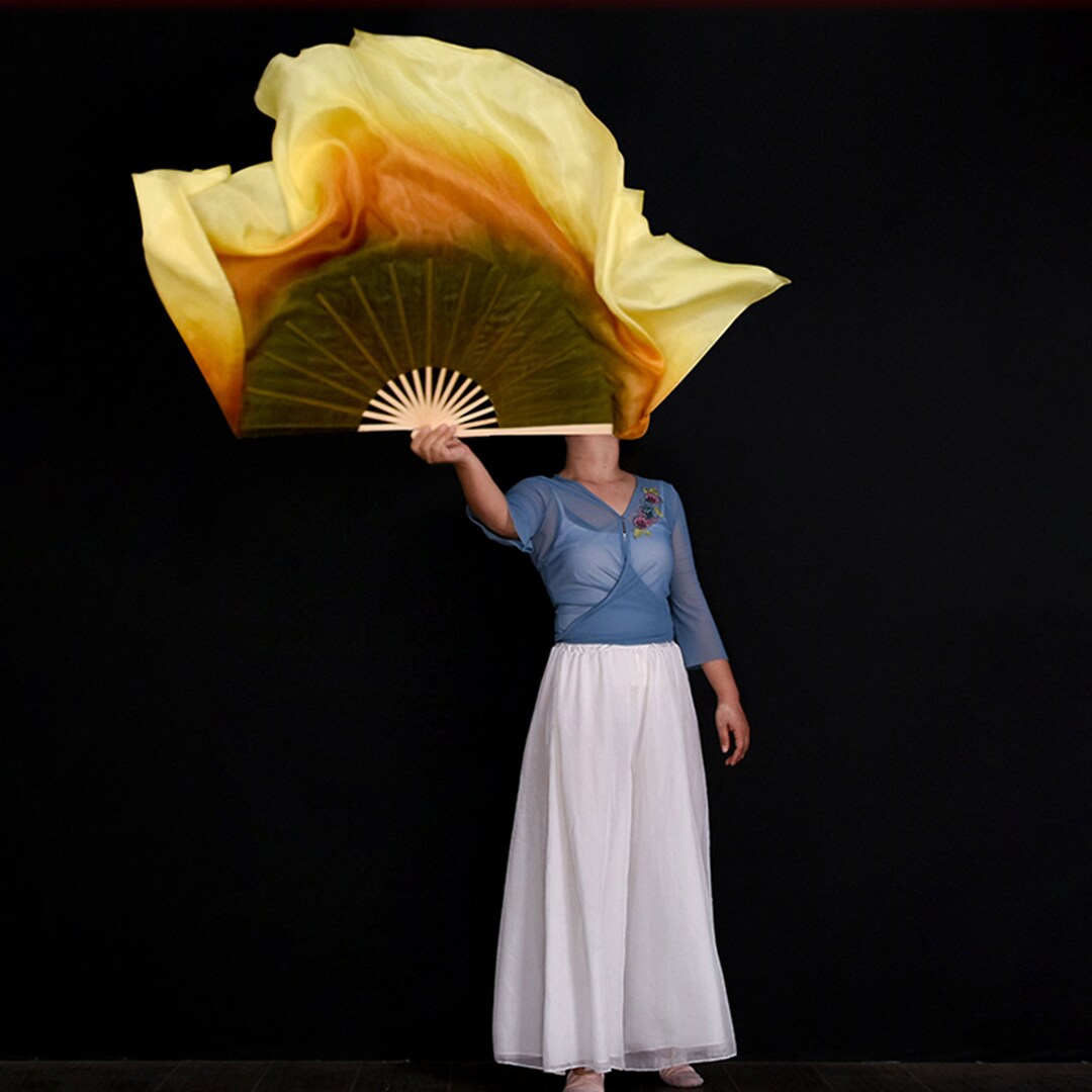 Silk Dance Fan Double-sided Yellow Gradient Fan Dance Fan in - Etsy