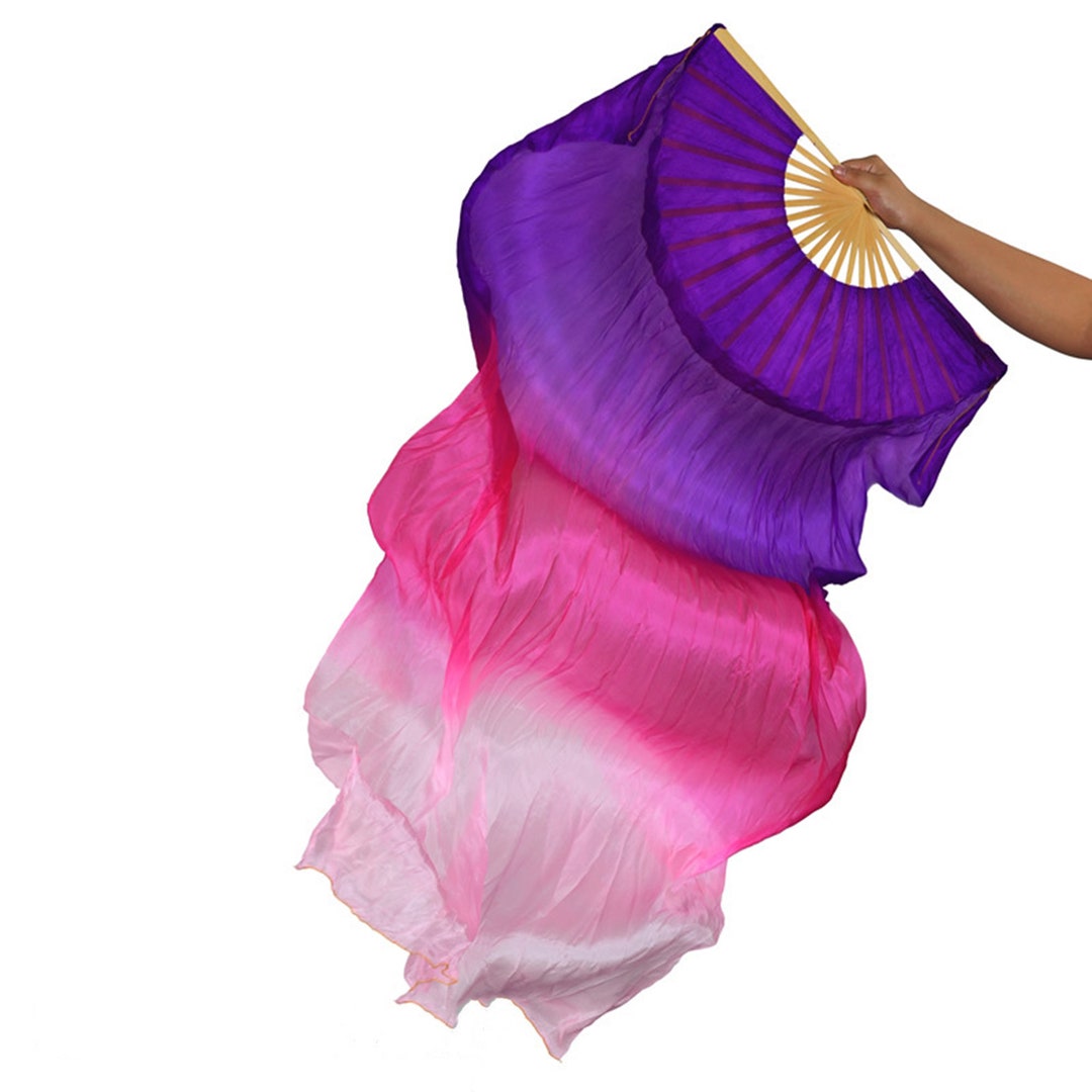 Belly Dance Long Silk Fan,flowing Silk Three-color Fan, Belly Dance ...