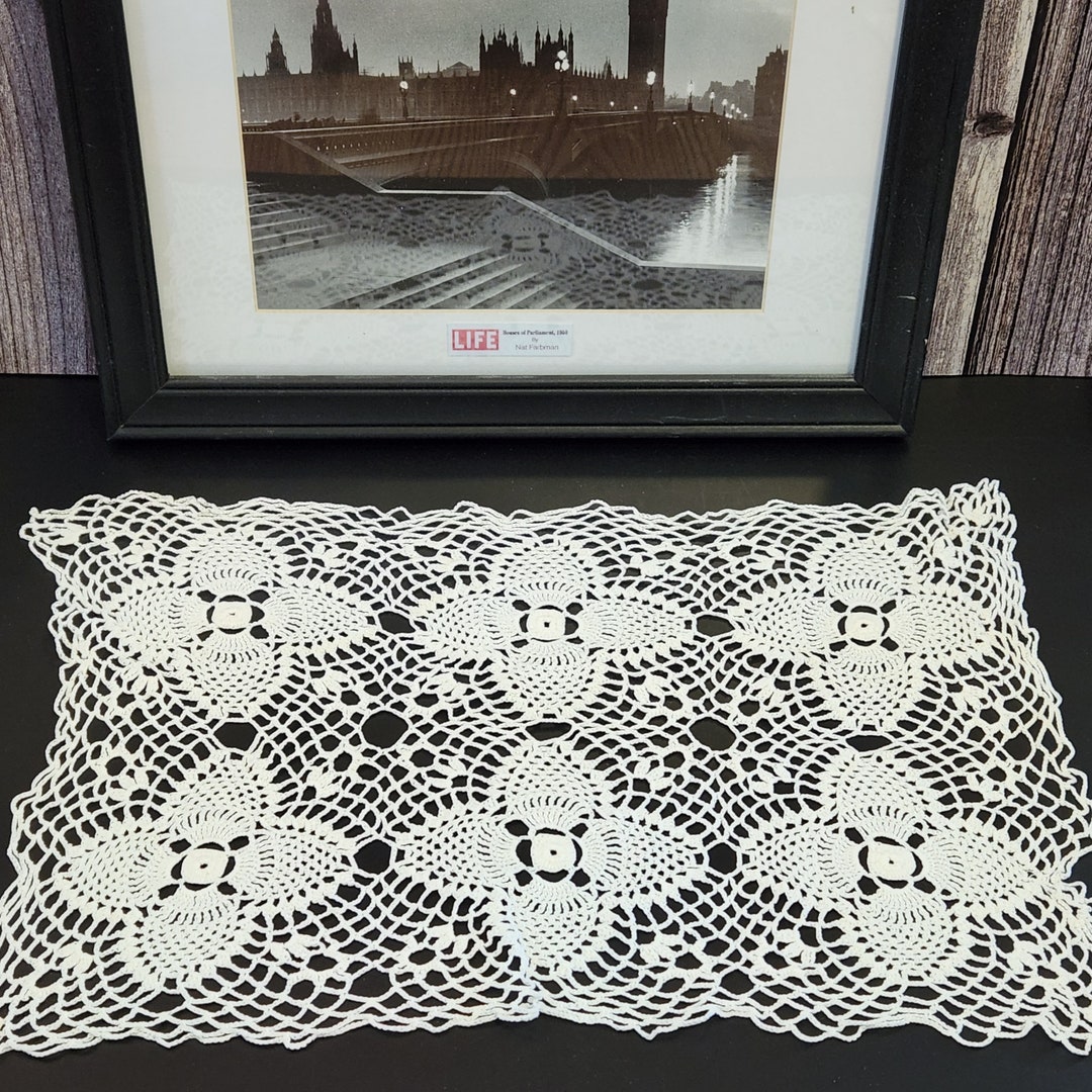 Vintage Doily Table Runner White Rectangular - Etsy
