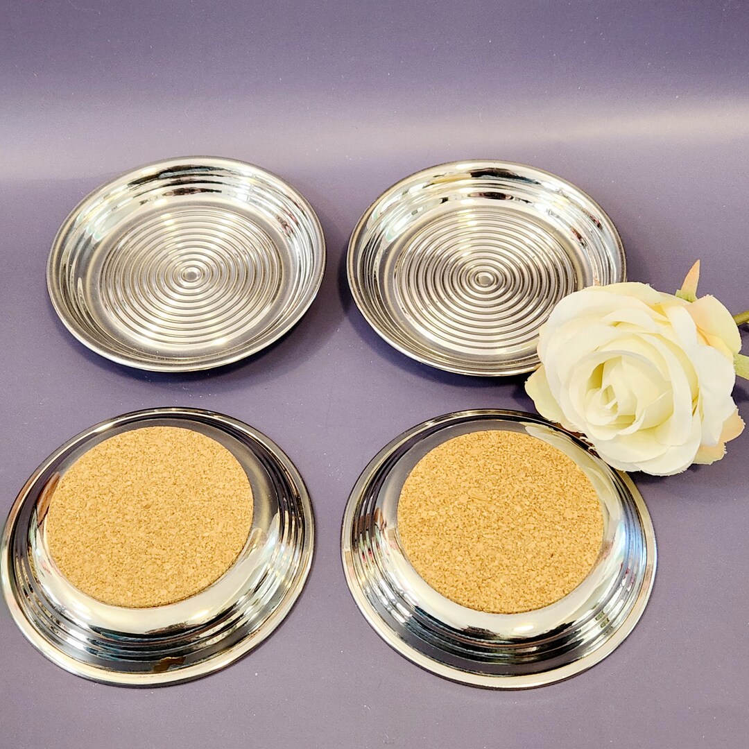 Midcentury Modern Coasters Stainless Steel Stacking 4.25 - Etsy