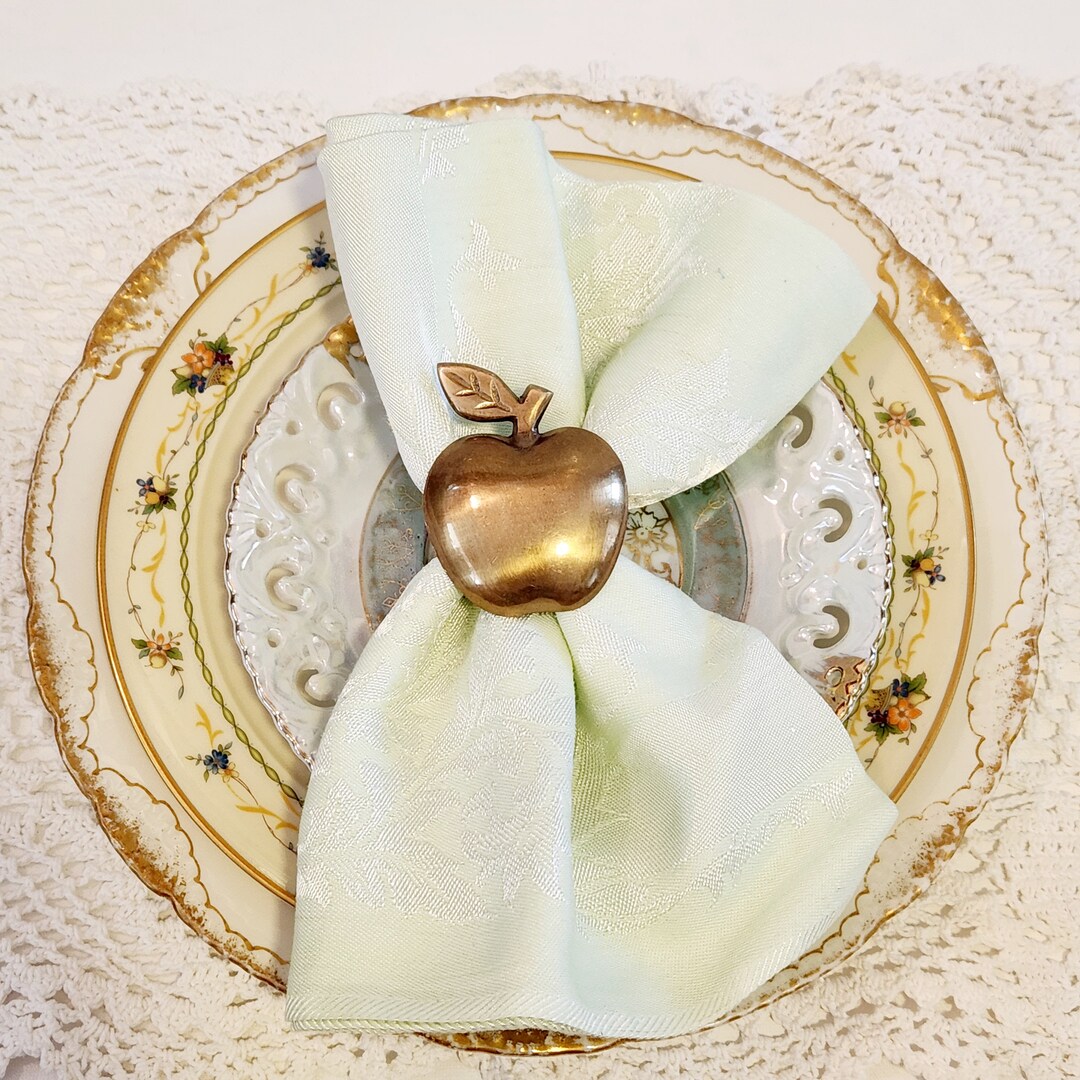 Apple Napkin Rings Vintage Brass Tone - Etsy