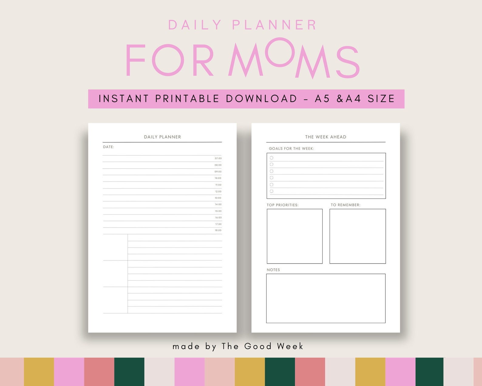 Daily Planner Template | Daily Planner for Moms | Moms Planner | Mom ...