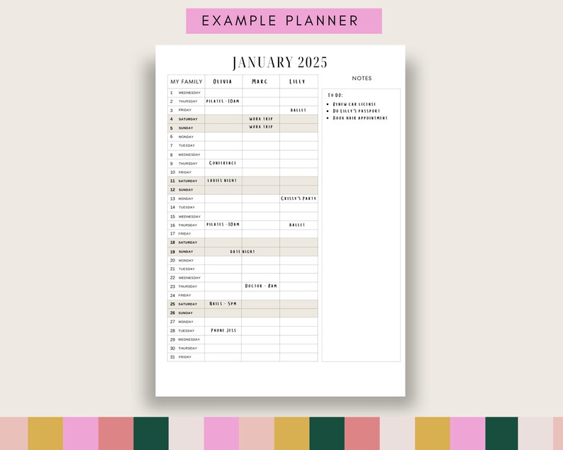 2025 Printable Calendar 2025 Printable Family Calendar 2025 Printable ...