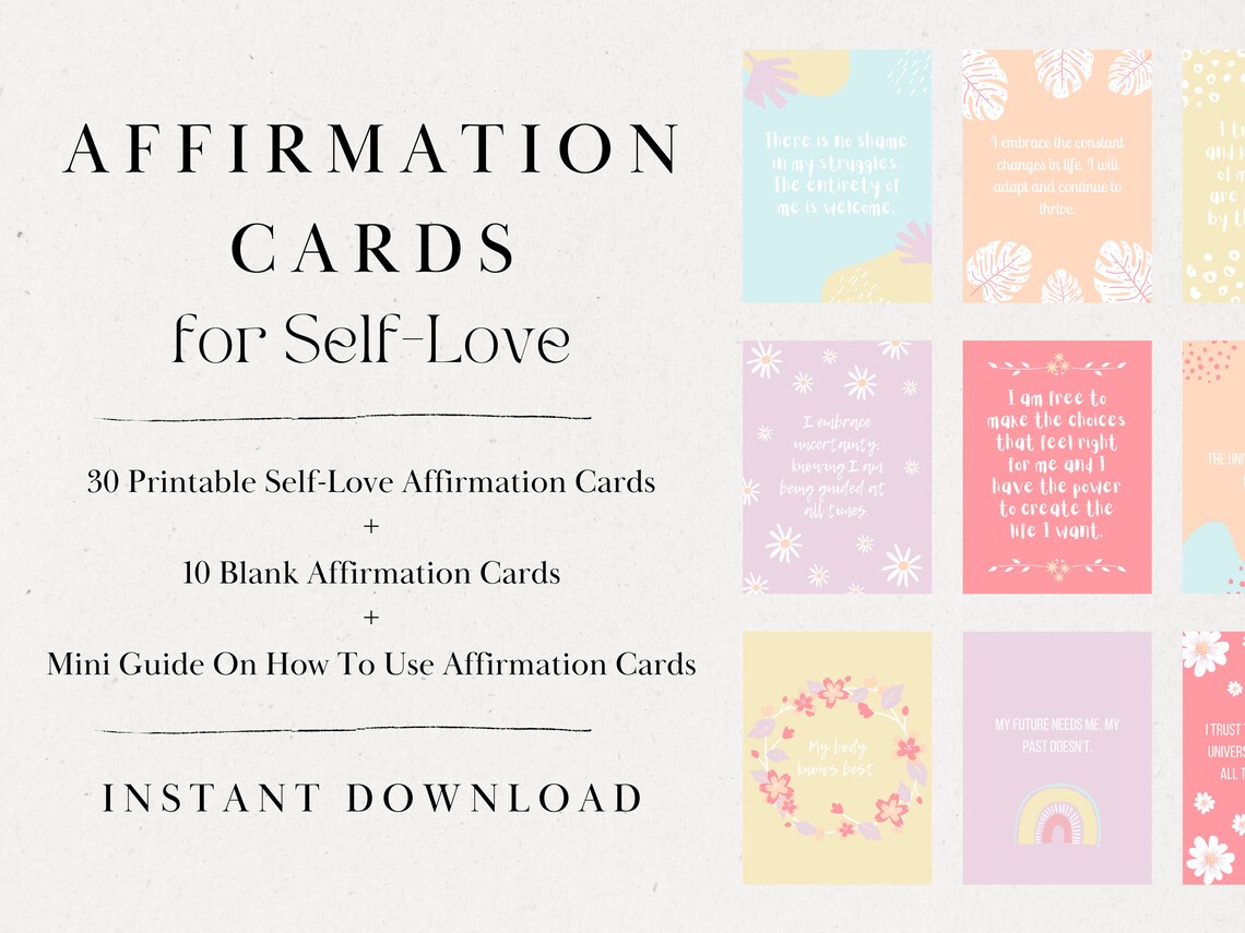 Printable Self Love Affirmation Cards Printable Affirmations - Etsy