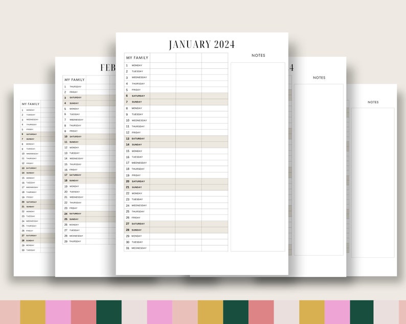 2024 Printable Calendar 2024 Printable Family Calendar 2024 Printable ...