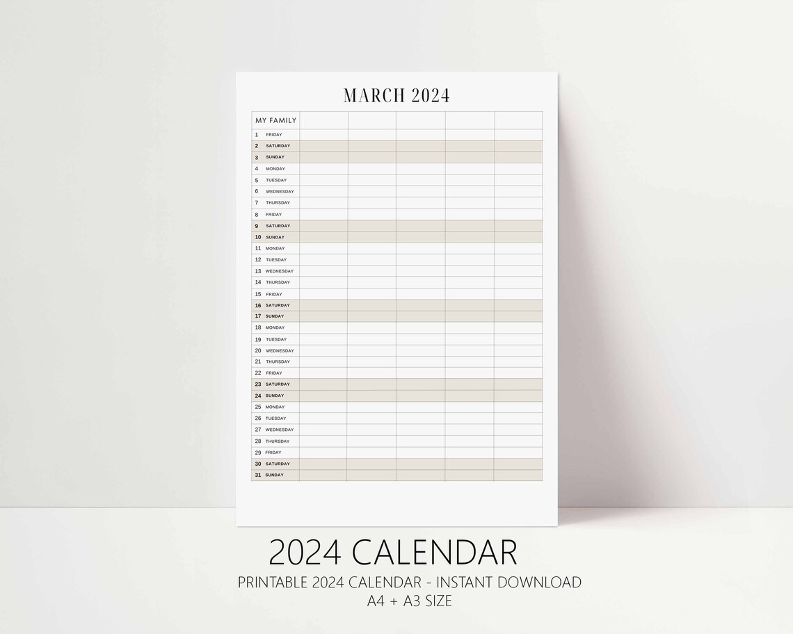 2024 Printable Calendar 2024 Printable Family Calendar 2024 Printable ...