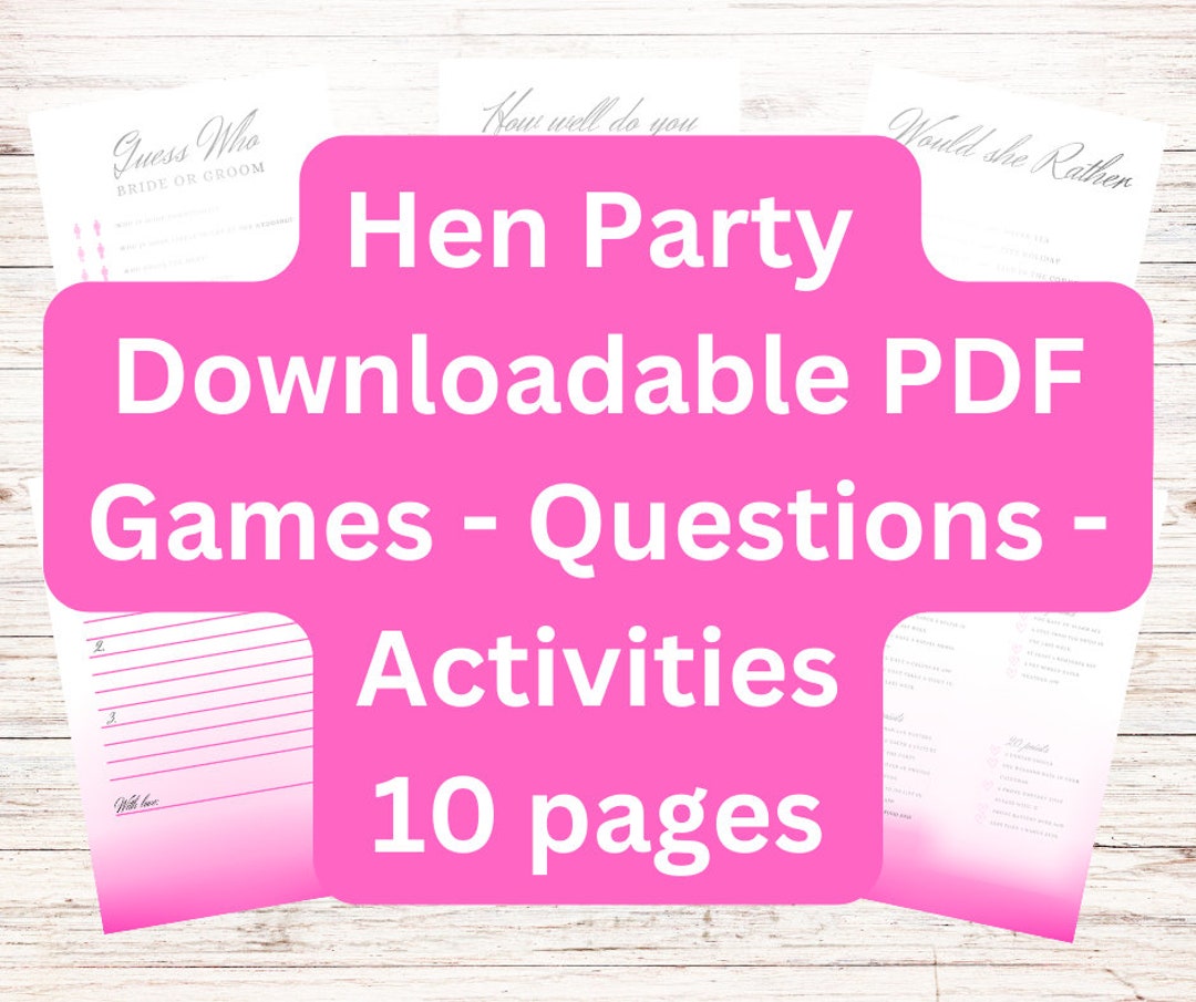 Printable Hen Party - Games - Questions - Interactive - PDF Download - Etsy