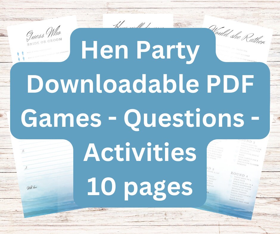 Printable Hen Party Games Questions Interactive PDF Download - Etsy