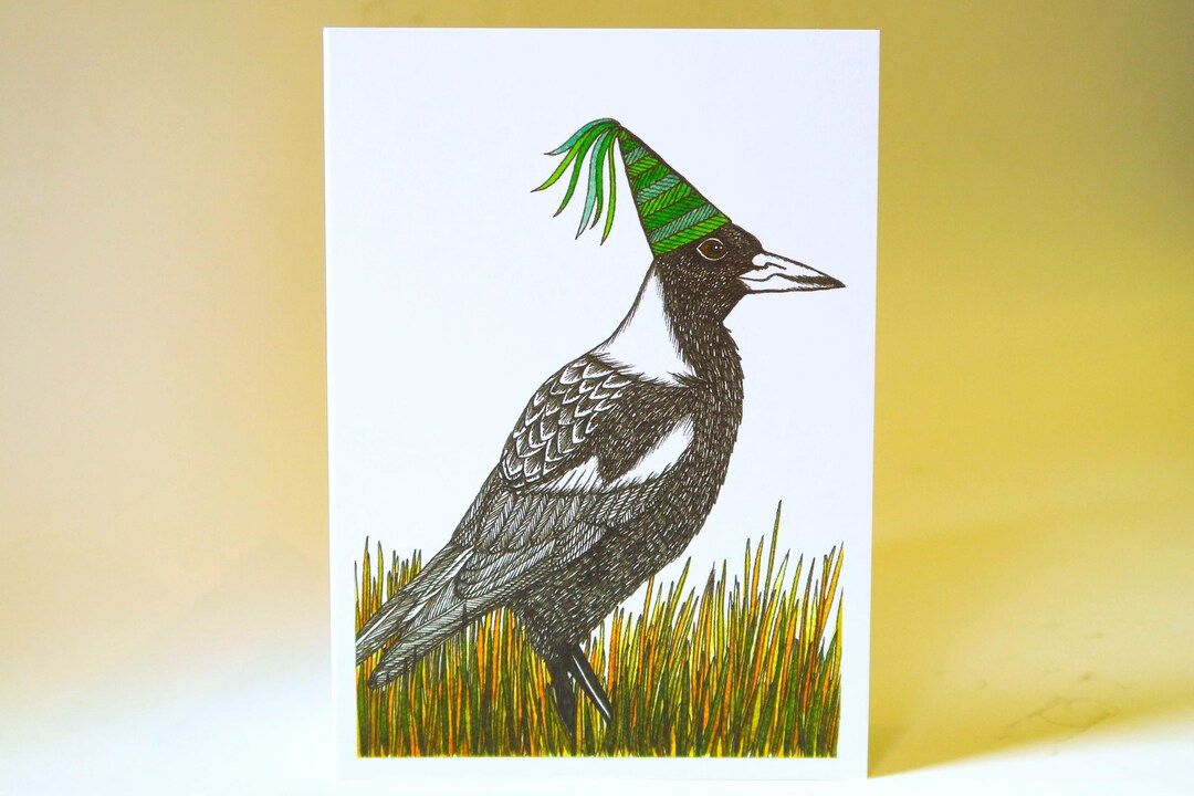 Magpie Australian Bird Card for Birthday Gift Greeting Anniversary Fun ...