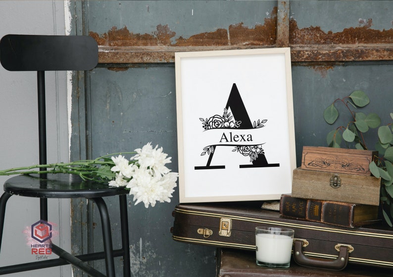 Floral Split Letters A-Z SVG Floral Initial Letter SVG - Etsy