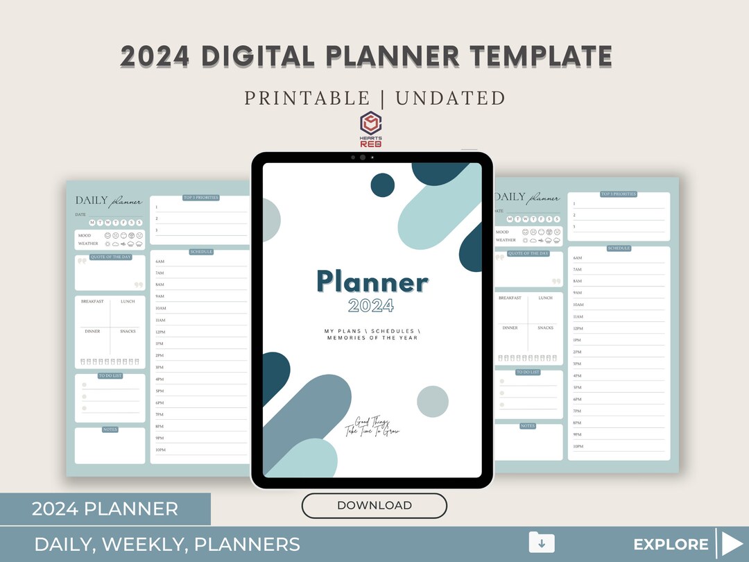 2024 Digital Planner 2024 Portrait Planner 2024 Dated Planner Digital ...