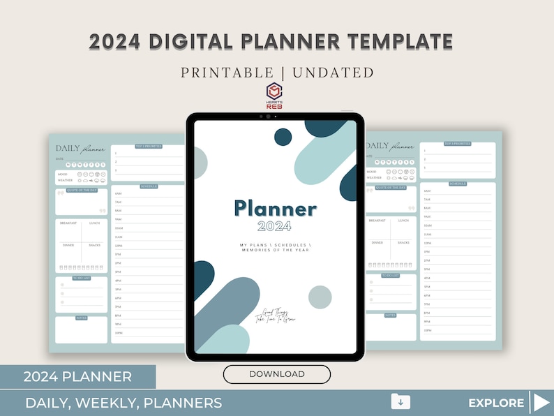 2024 Digital Planner 2024 Portrait Planner 2024 Dated Planner Digital ...