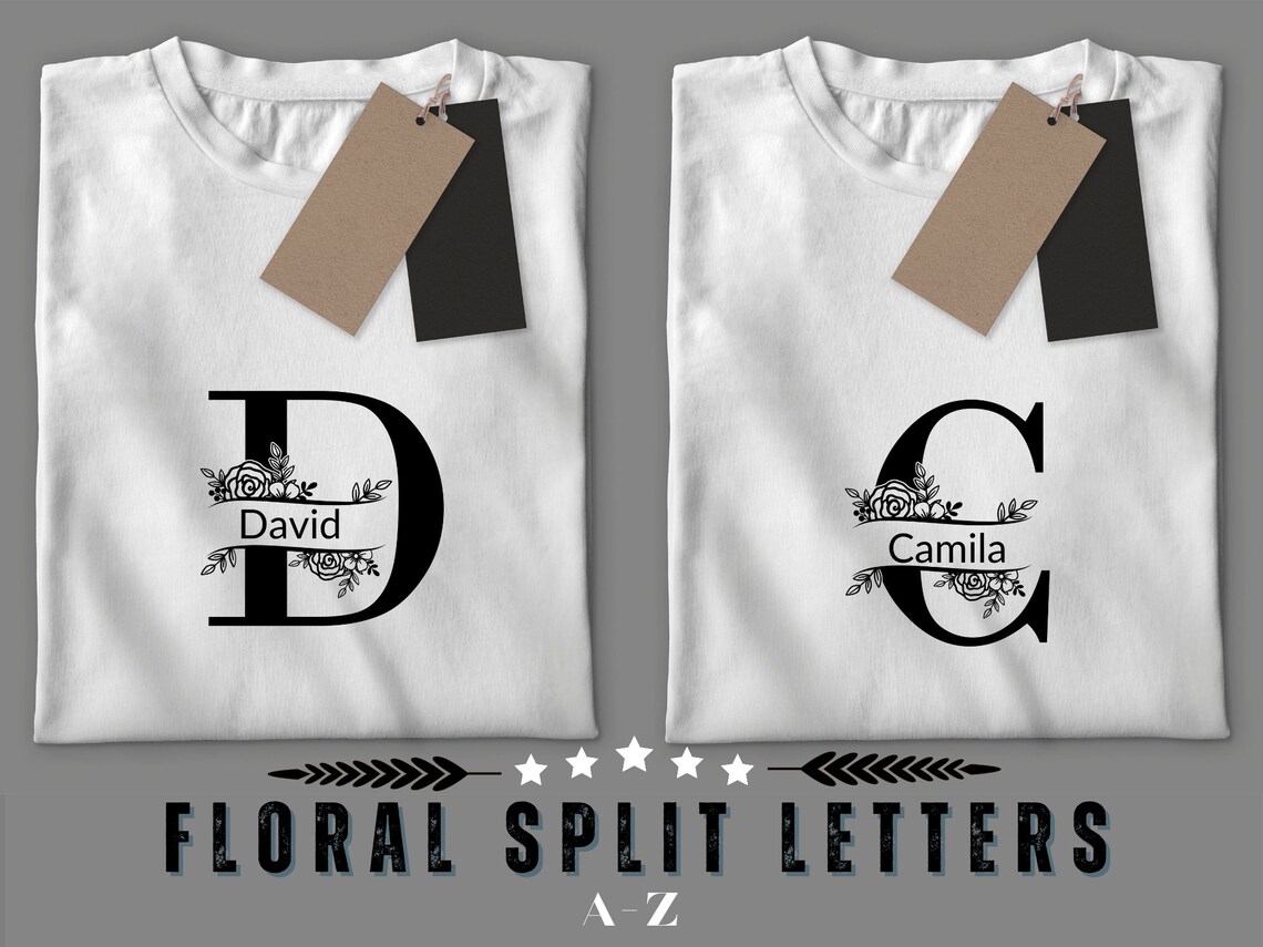 Floral Split Letters A-Z SVG Floral Initial Letter SVG - Etsy