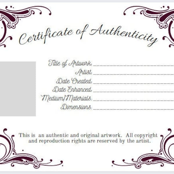 Certificate of Authenticity for Autographs - Etsy