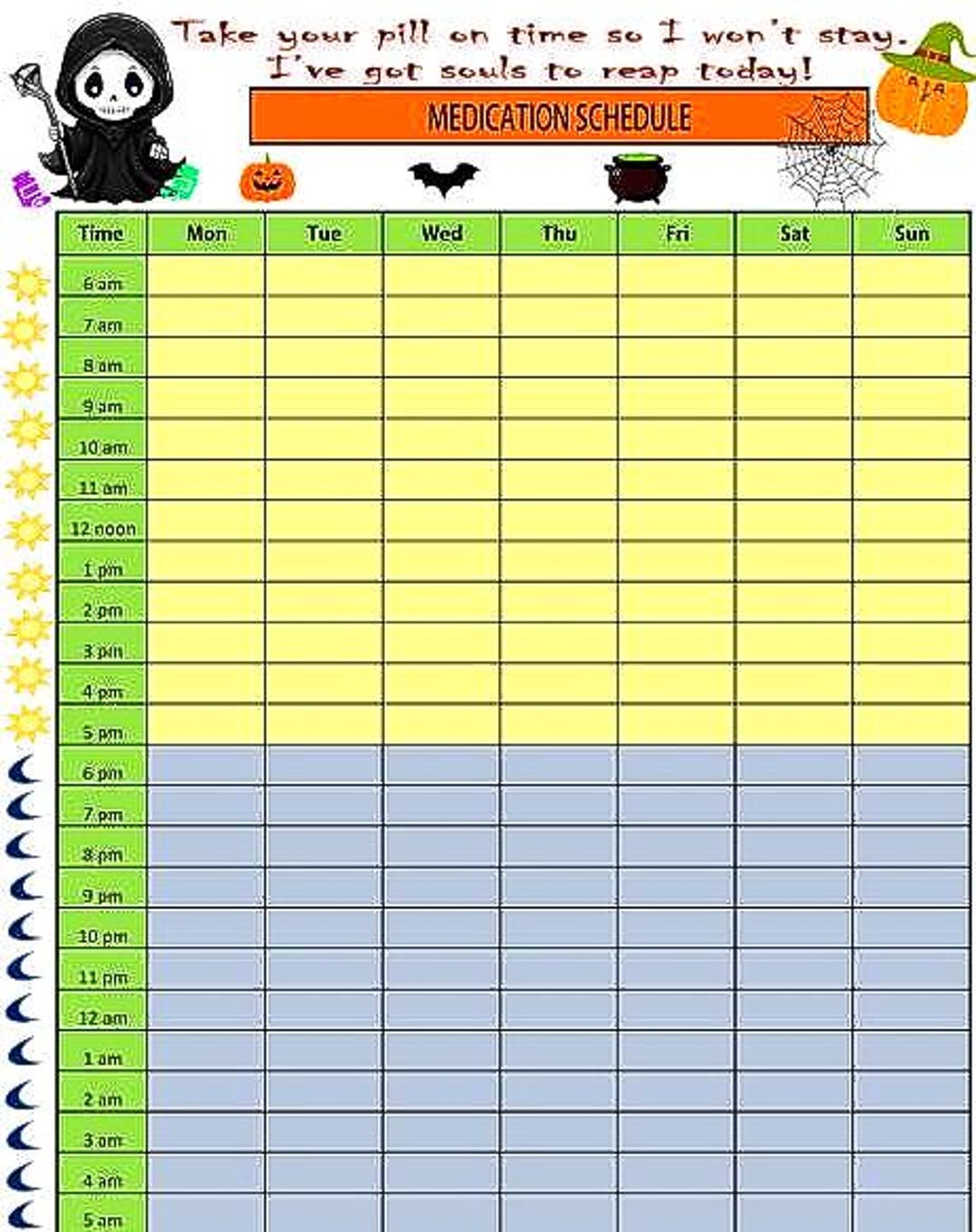 Printable Medication/*pill Schedule Planner* Halloween Edition for Your ...