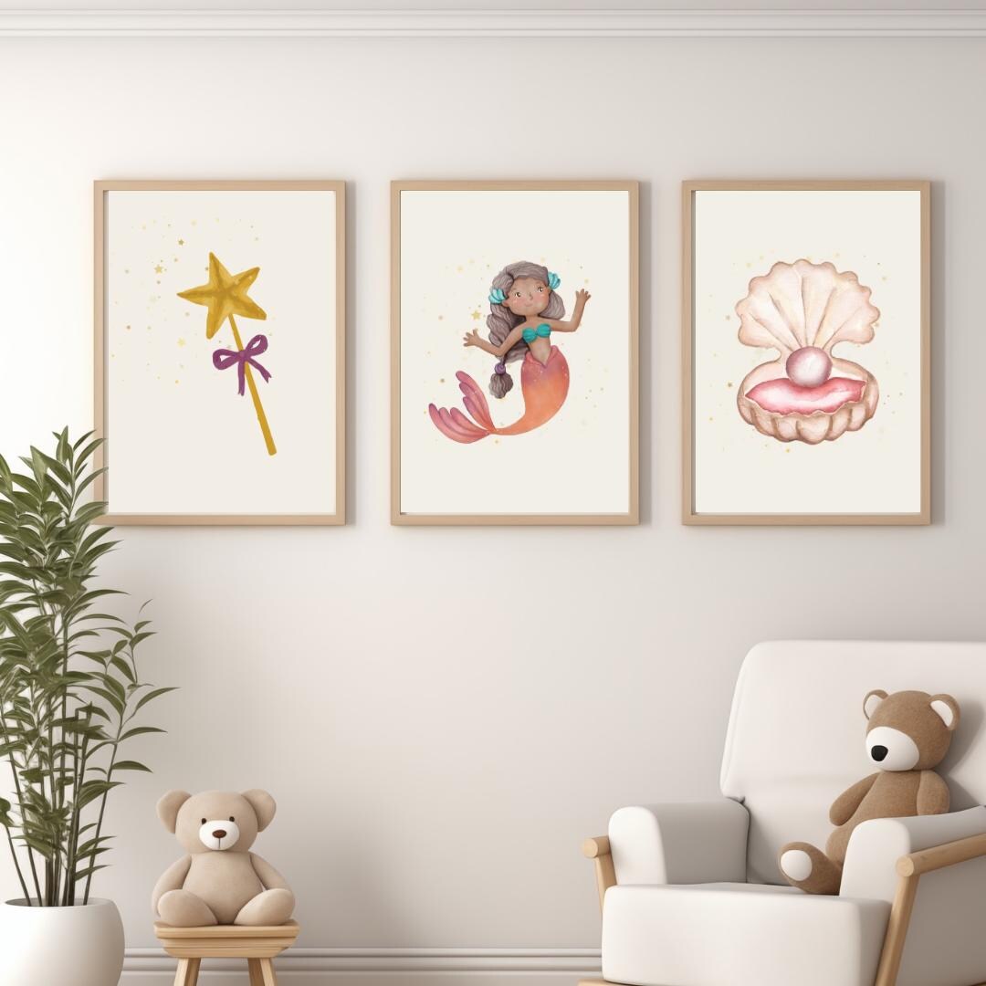 Mermaid Prints. Mermaid Wall Art. Girls Bedroom Prints. Girls Bedroom ...