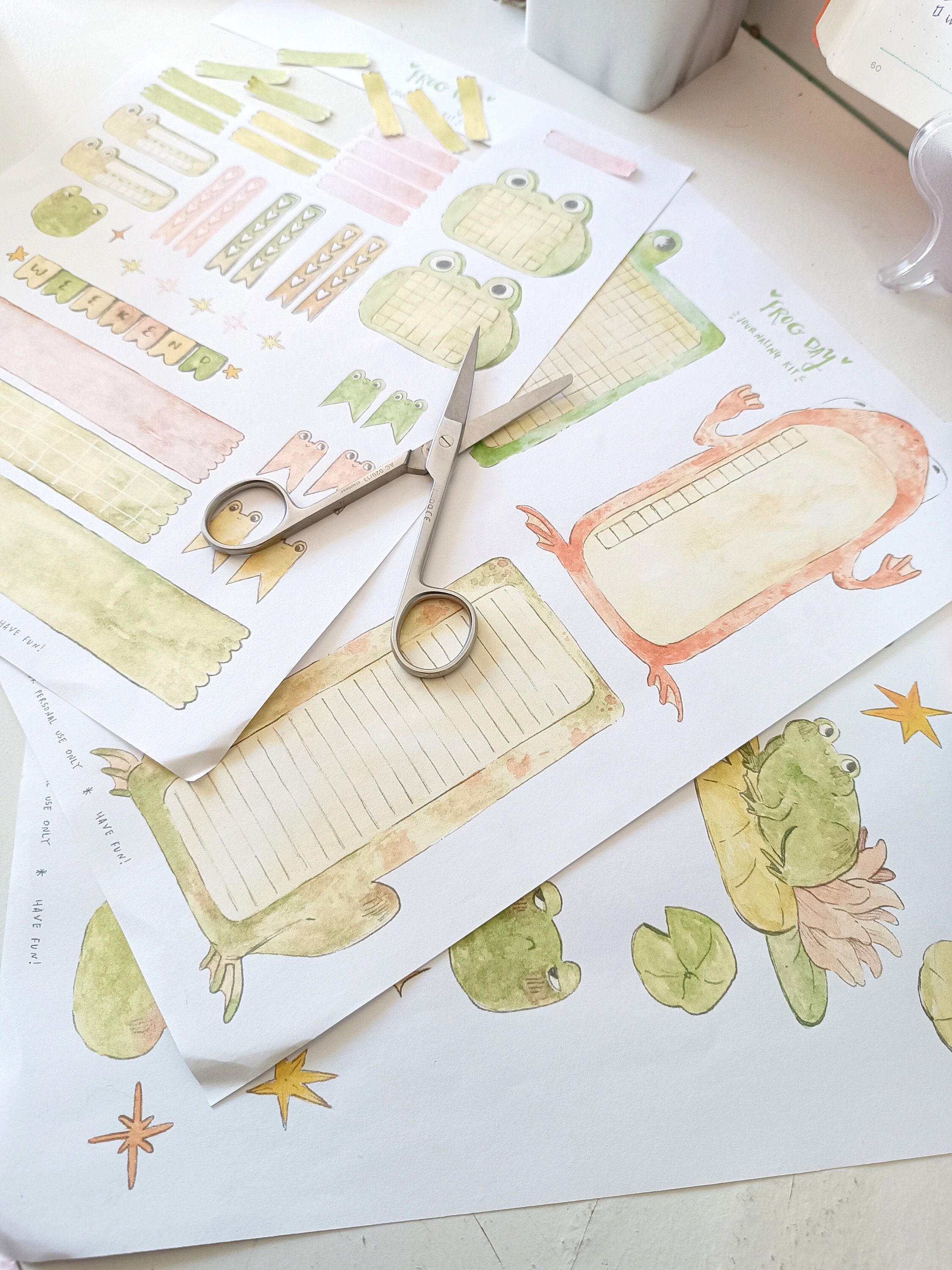 Frog Day Bullet Journal Printable Kit Cute Watercolor Illustrated ...