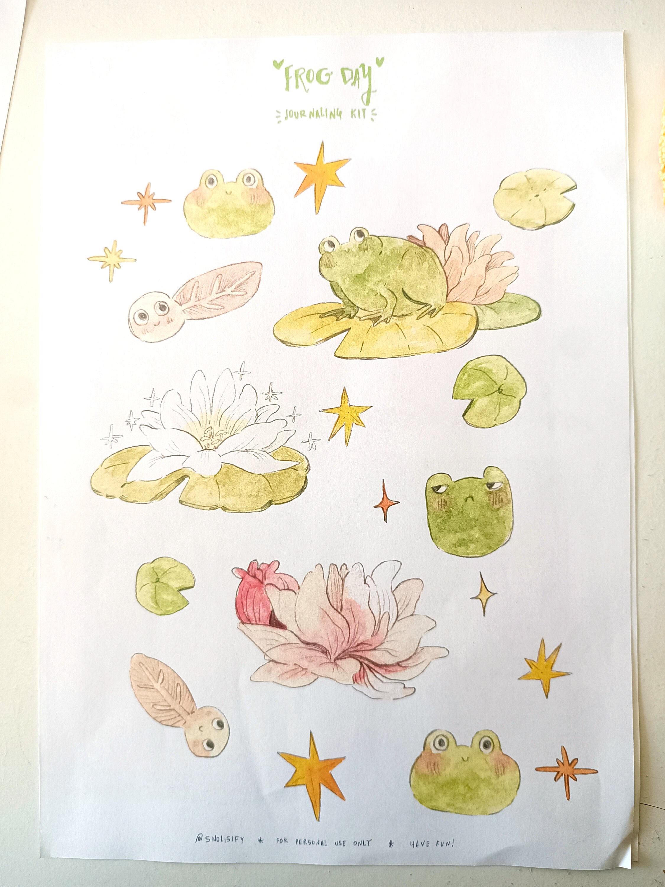 Frog Day Bullet Journal Printable Kit Cute Watercolor Illustrated ...