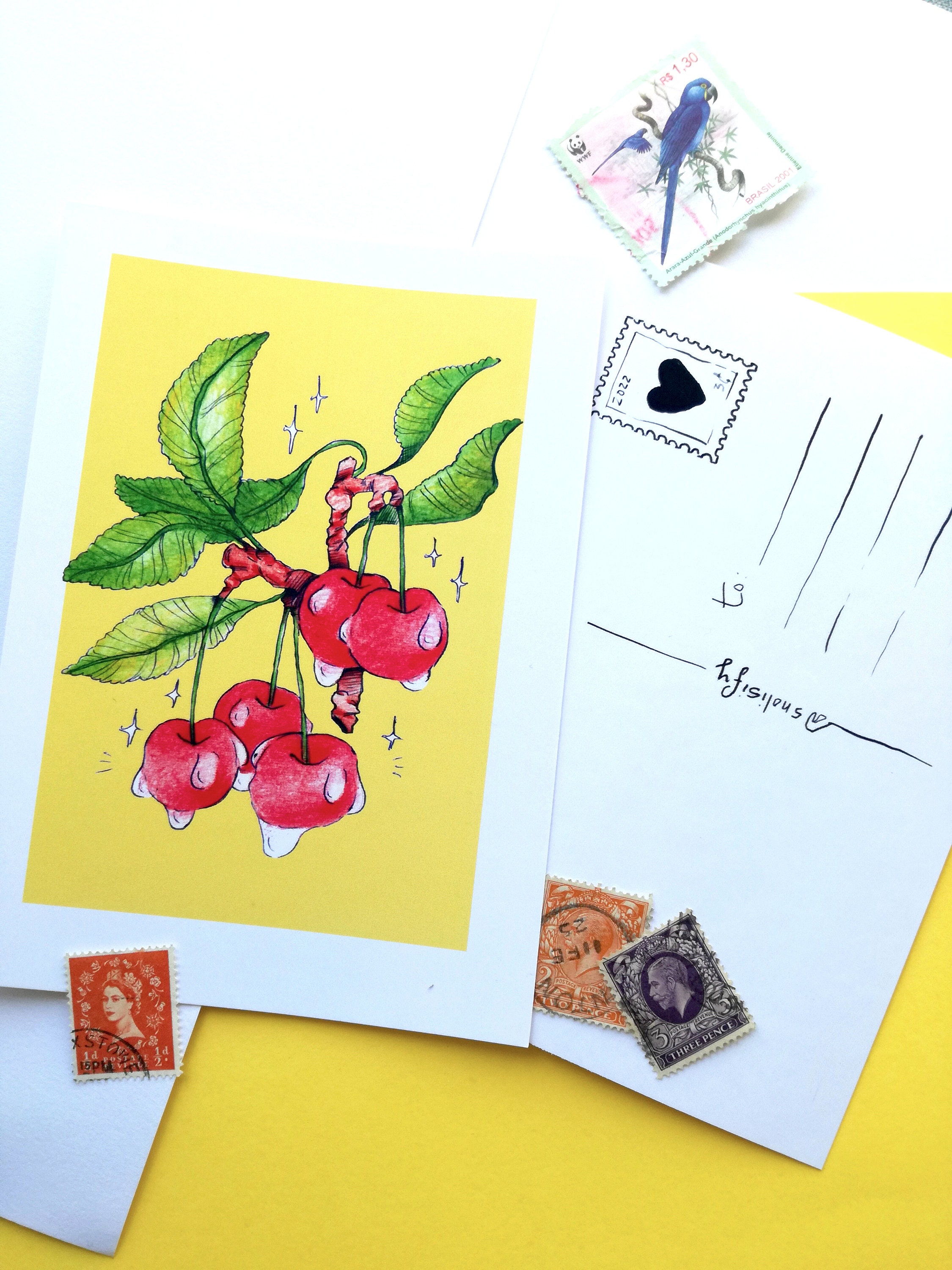 Fruit Postcard Set - 2 A6 Fruit Illustration Prints - Etsy