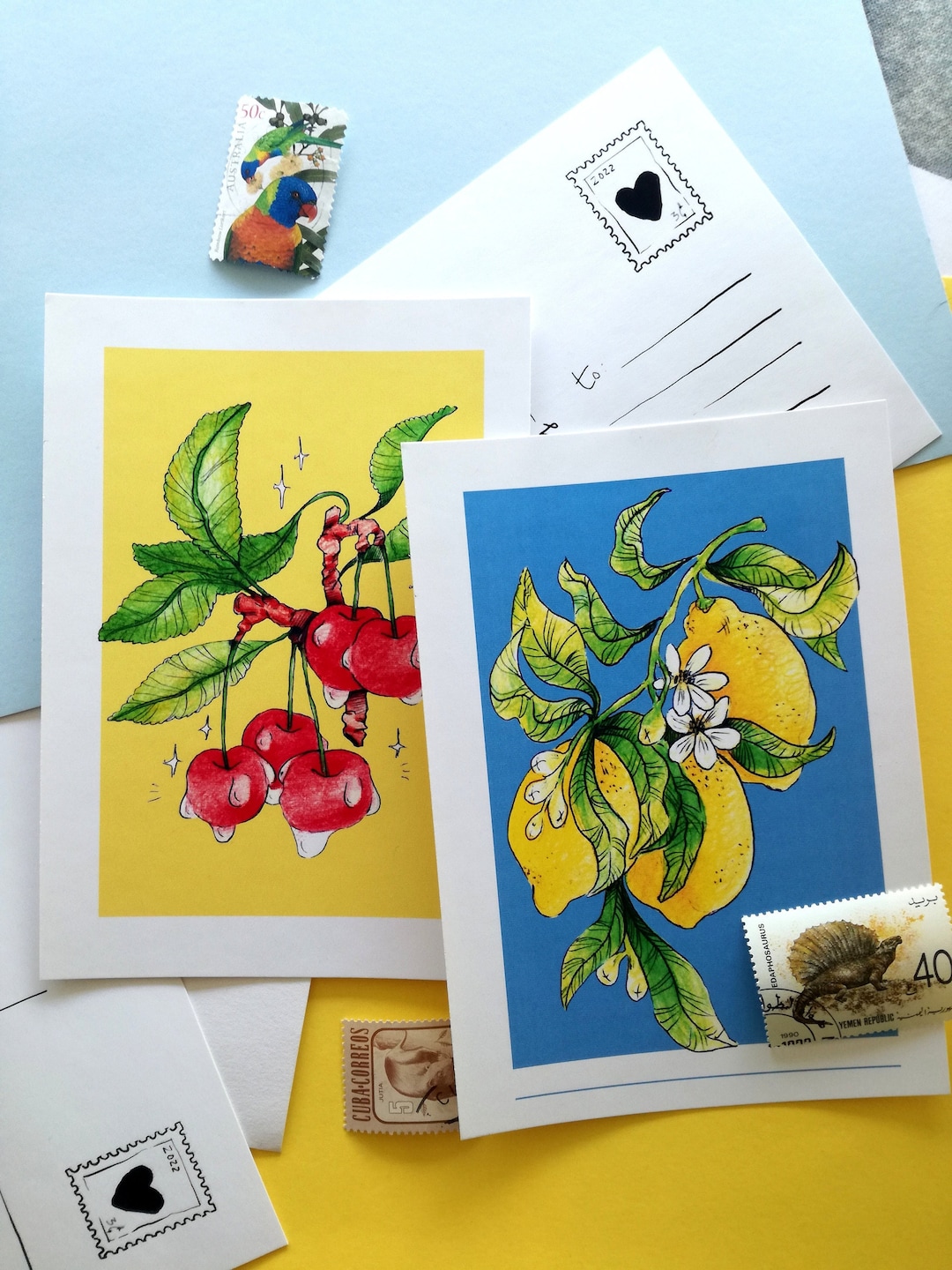 Fruit Postcard Set - 2 A6 Fruit Illustration Prints - Etsy