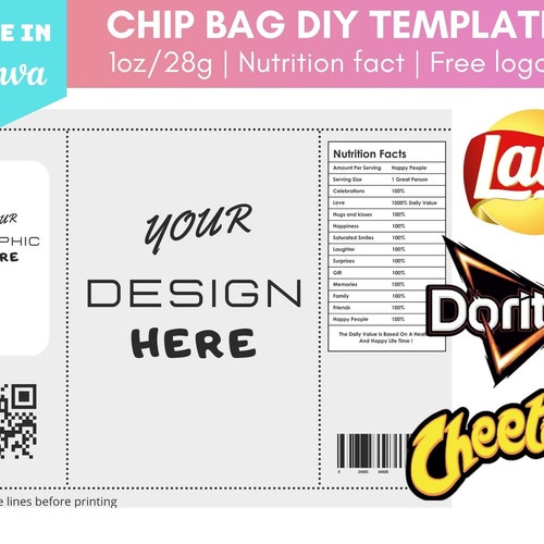 Editable Chip Bag Template Chip Bag Nutritional Label Chip - Etsy