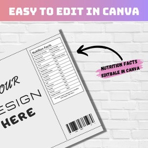 Chip Bag Template Blank Editable Canva Template Nutritional - Etsy