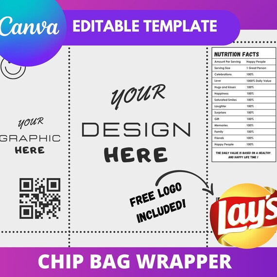 Chip Bag Template Blank Editable Canva Template Nutritional - Etsy ...