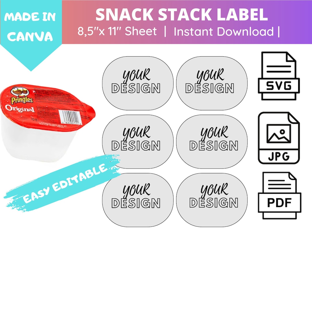Snack Stack Chip Topper Label Template, 19g Chips Topper Template Label ...