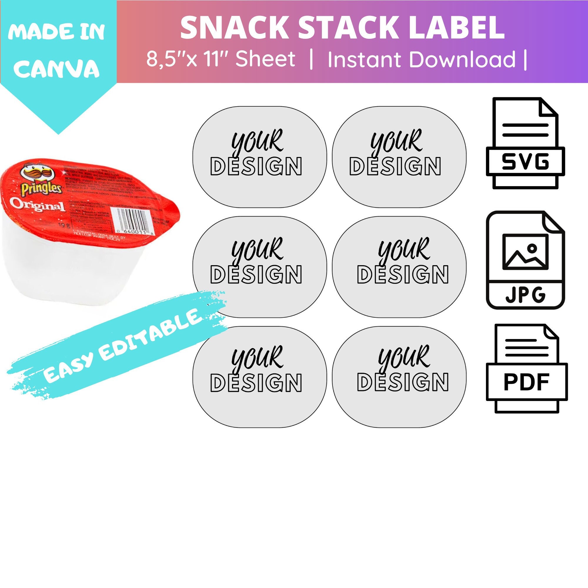 Snack Stack Chip Topper Label Template, 19g Chips Topper Template Label ...