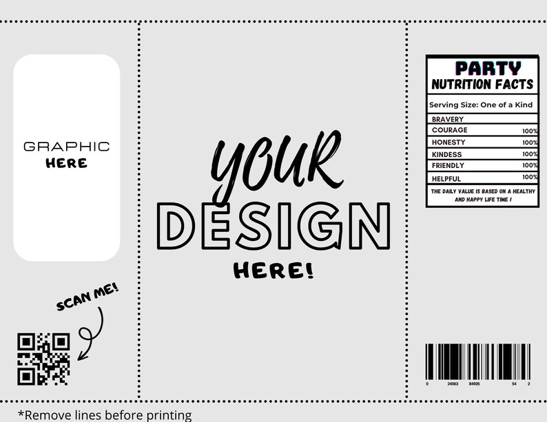 Chip Bag Template Blank Editable Canva Template Nutritional - Etsy