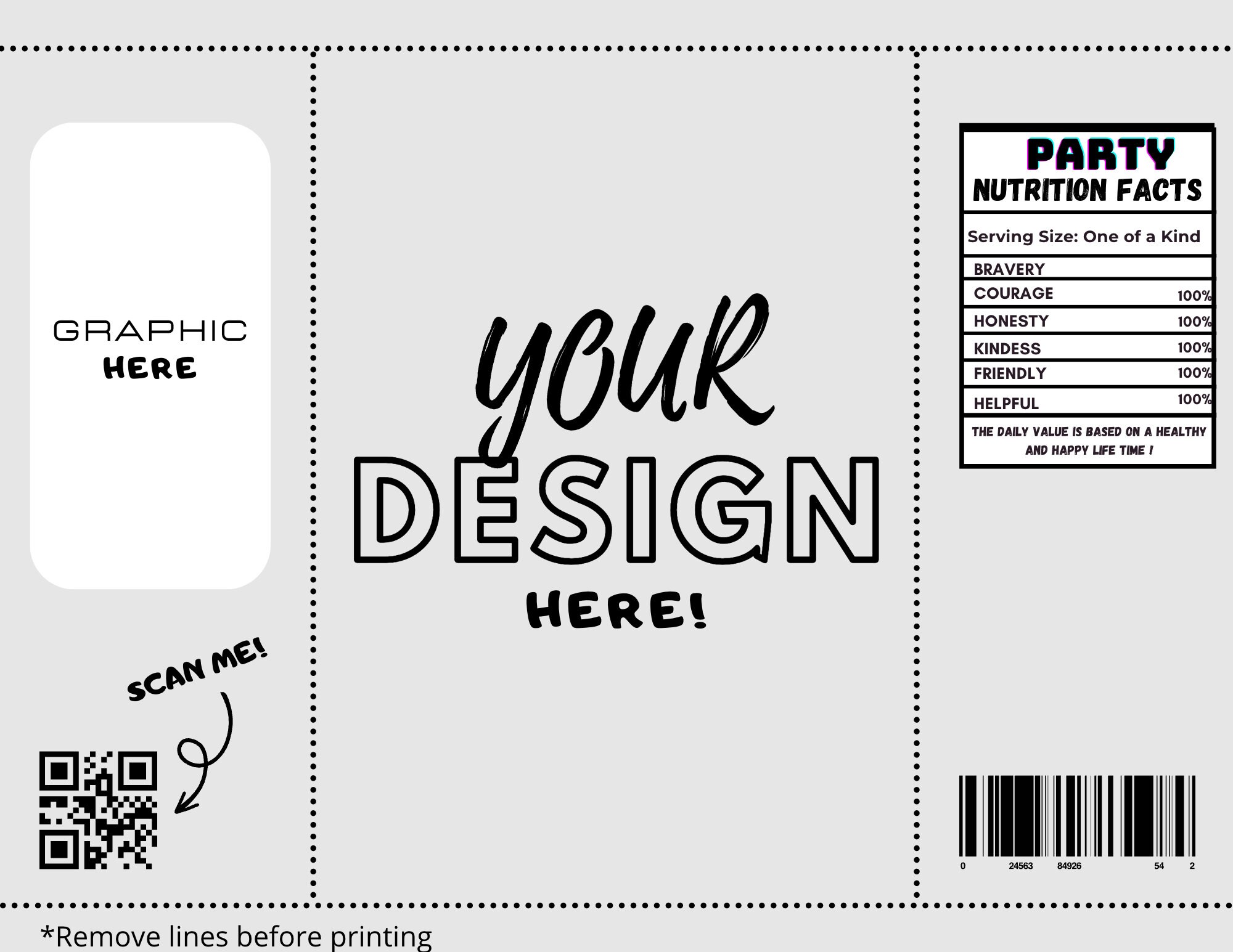 Chip Bag Template Blank Editable Canva Template Nutritional - Etsy