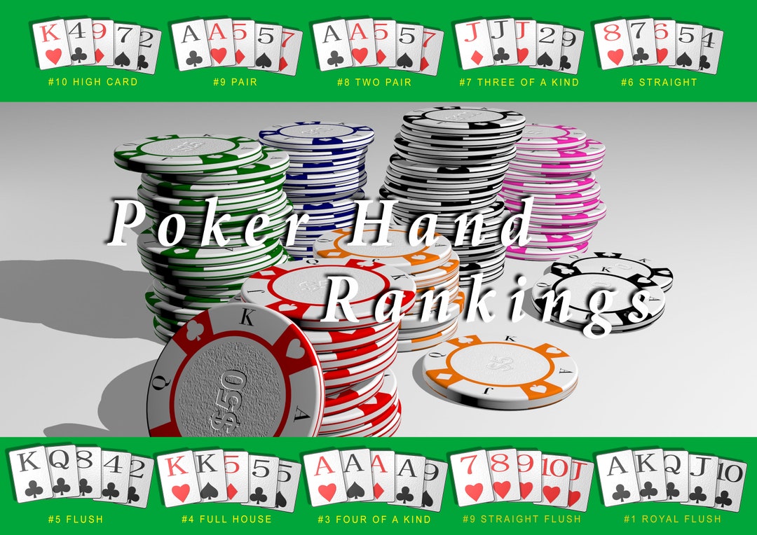 Poker and Texas Hold'em Hand Ranking Cards - Etsy