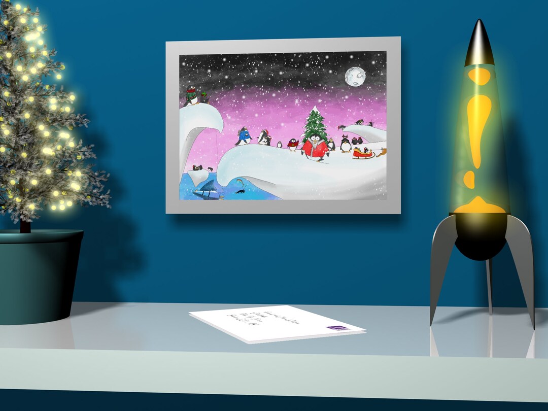 Penguin Christmas Party Fun Digital Print Download A4/A3/A2 - Etsy