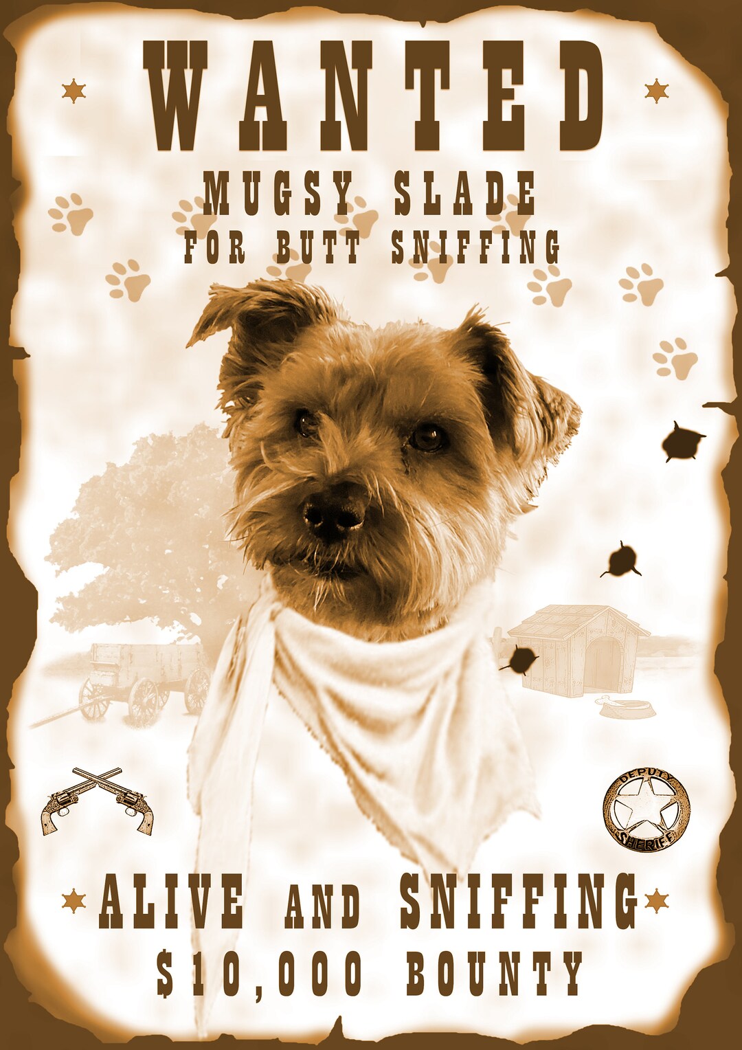 Personalised Wanted Poster for Dogs,cats Pets, Wild West. Digital ...