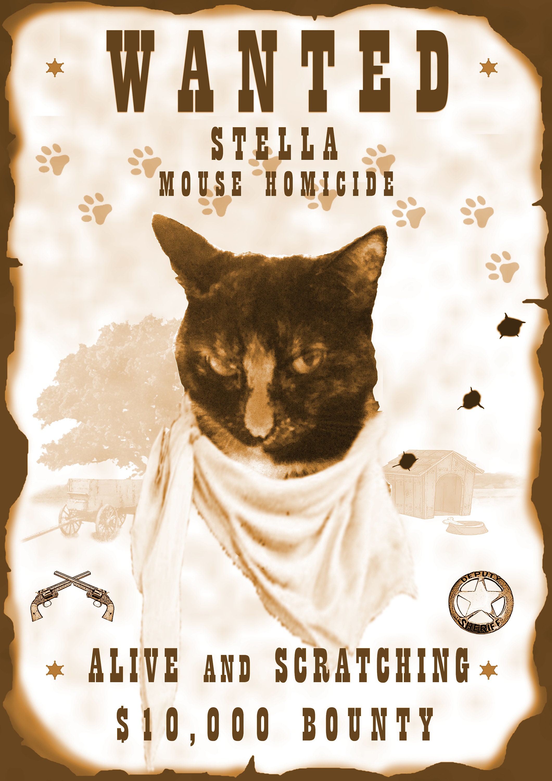 Personalised Wanted Poster for Dogs,cats Pets, Wild West. Digital ...