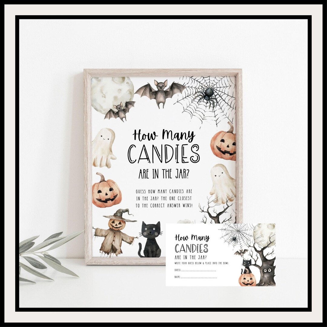 Halloween Guess How Many Candies Game, Guessing Game Sign Baby Shower ...