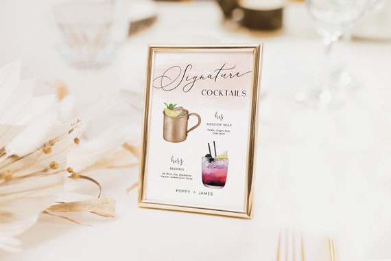 Signature Drinks Sign Editable Template Custom Drinks Sign - Etsy