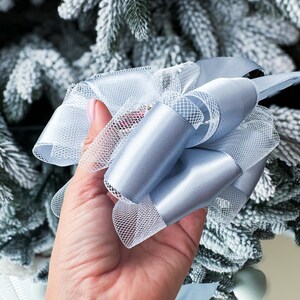 DUSTY BLUE CHRISTMAS Tree Bows and Topper for Xmas Tree,blue Satin ...