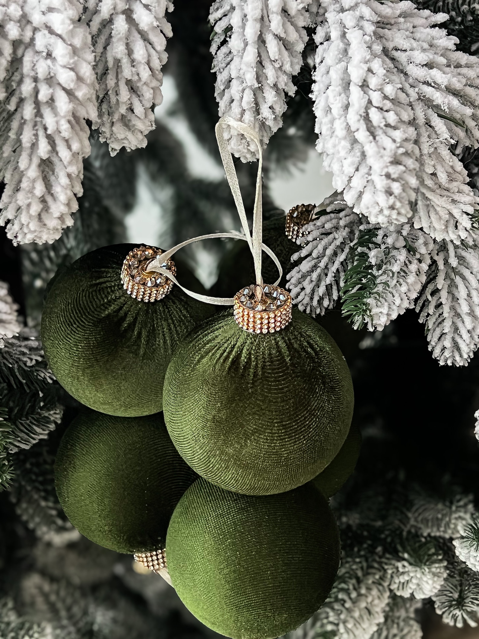 GREEN MOSS CHRISTMAS 3.15 Velvet Balls,green Moss Christmas Ornaments ...