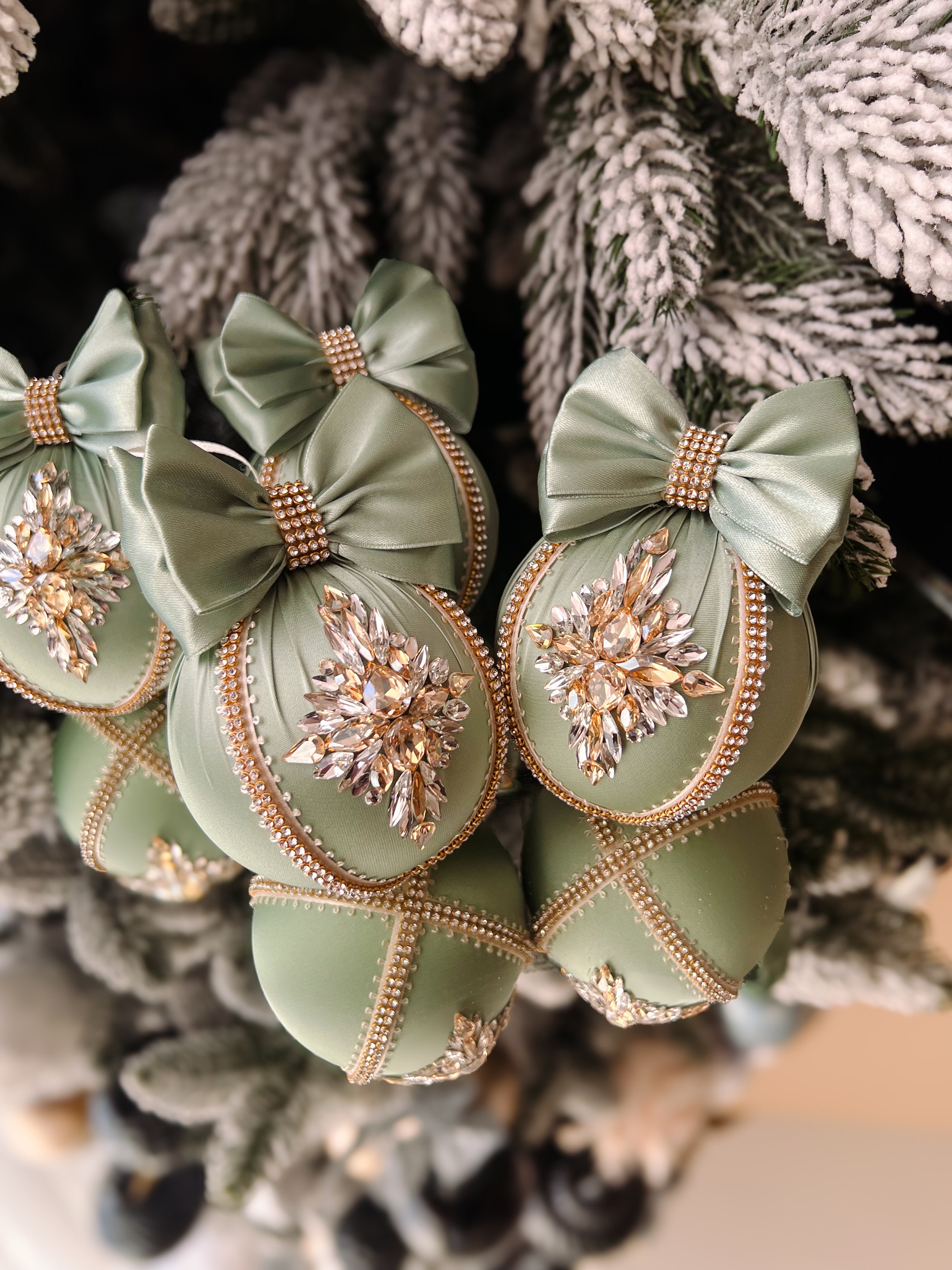 Sage Green Christmas 3.15ornaments, Sage Christmas Balls, Satin ...