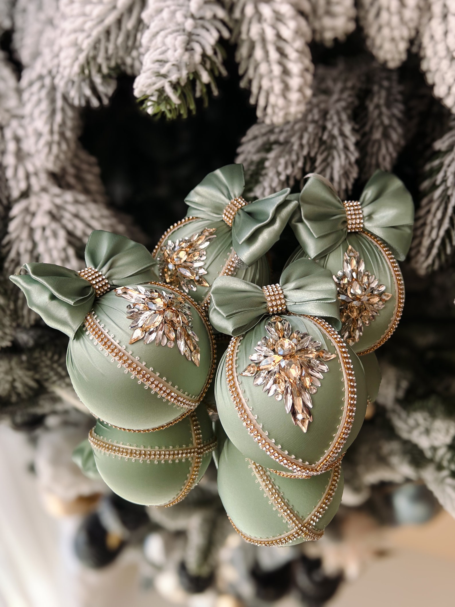 Sage Green Christmas 3.15ornaments, Sage Christmas Balls, Satin ...