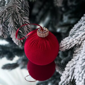 Red Velvet Christmas Ornaments: Rhinestone Holiday Tree Decor (3.15/4 ...